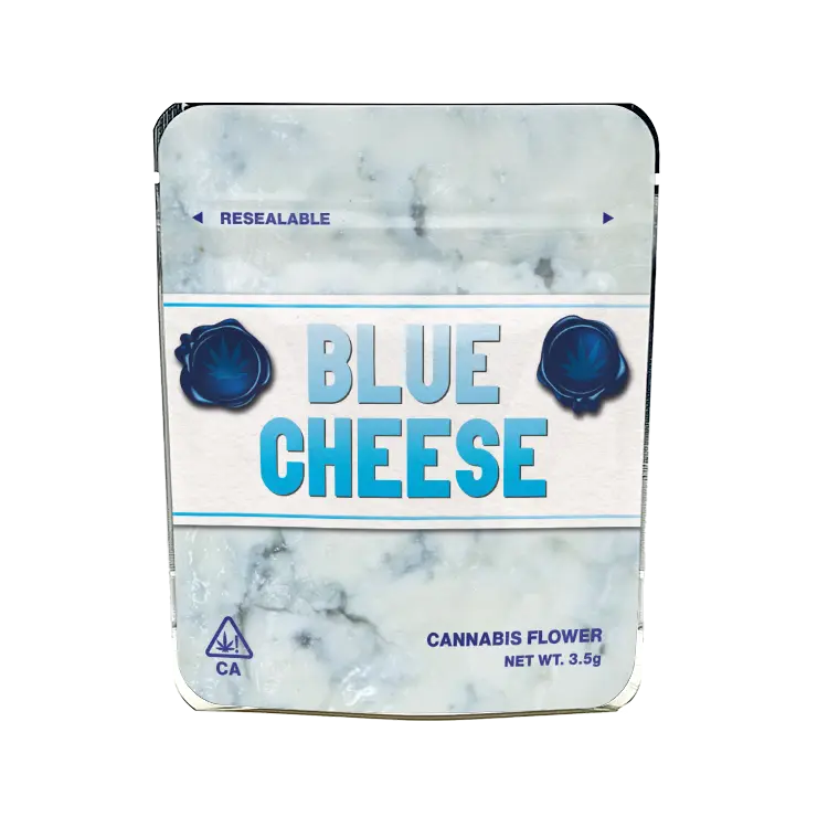 Blue Cheese Mylar Bags - Labelled or Unlabelled - Strain Labels