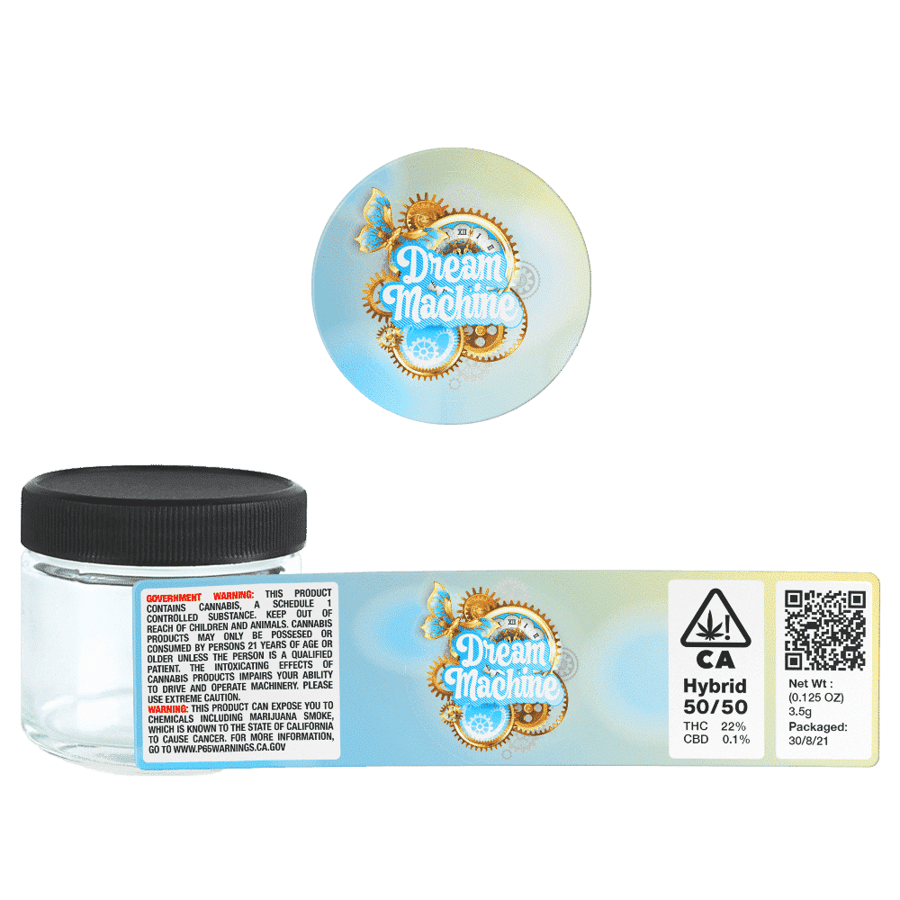 Dream Machine Glass Jars - Labelled or Unlabelled - Strain Labels