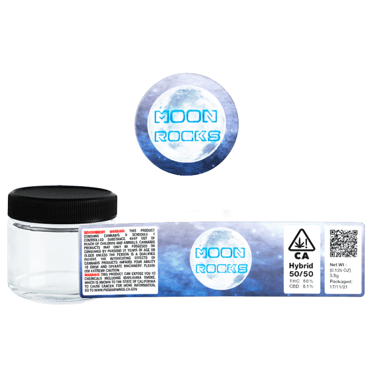 Moon Rocks Glass Jars - Labelled or Unlabelled - Strain Labels