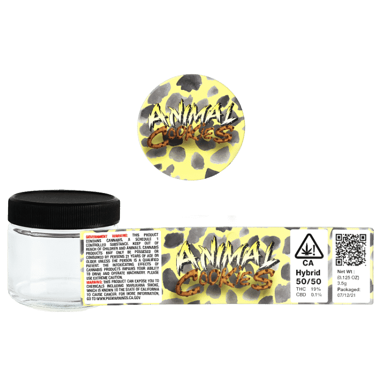 Animal Cookies Glass Jars - Labelled or Unlabelled - Strain Labels