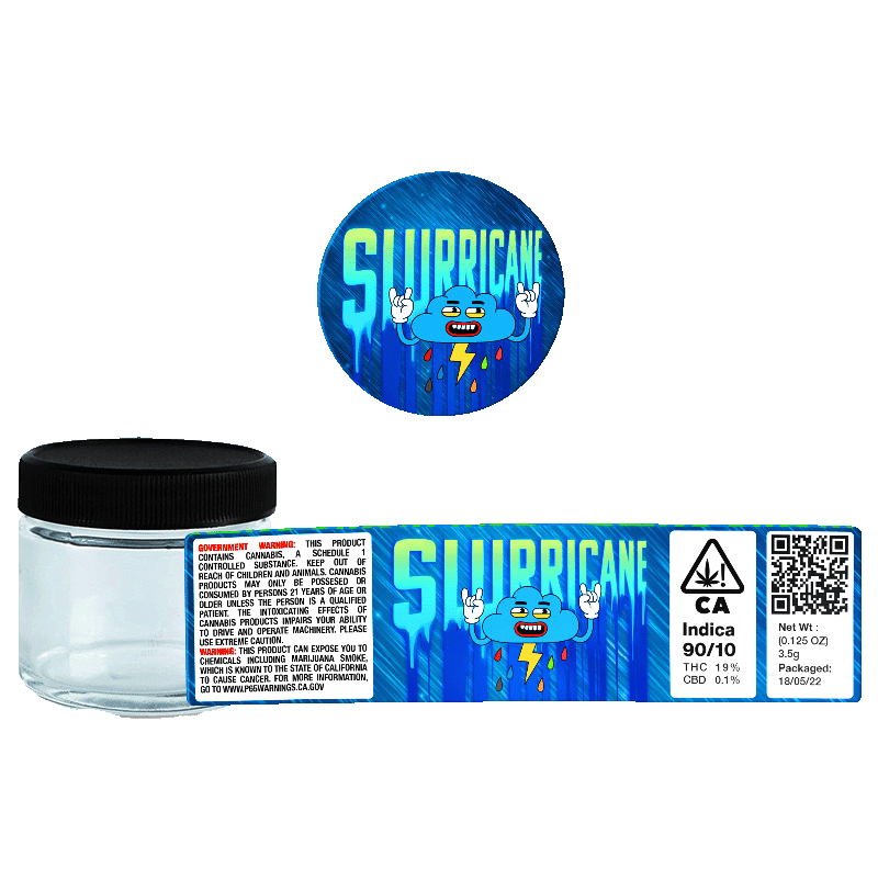 Slurricane Glass Jars - Labelled or Unlabelled - Strain Labels