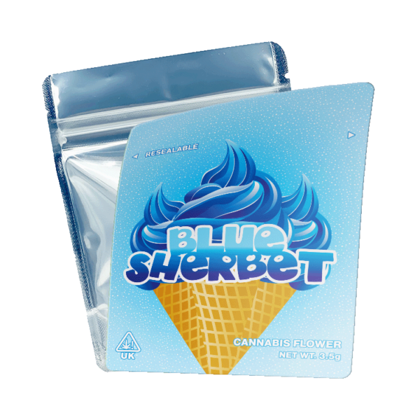 Blue Sherbet Mylar Bags | Labelled or Unlabelled - Strain Labels