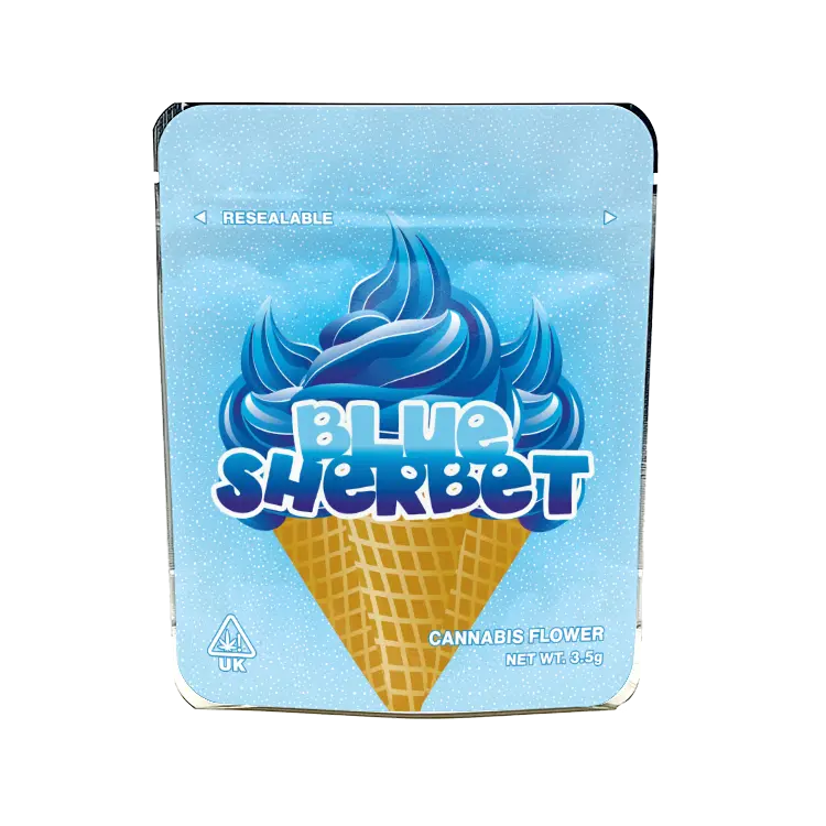 Blue Sherbet Mylar Bags | Labelled or Unlabelled - Strain Labels